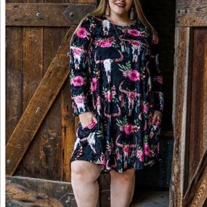 L&B Apparel | Dresses | Lb Apparel Velvet Floral Bull Skull Dress ...